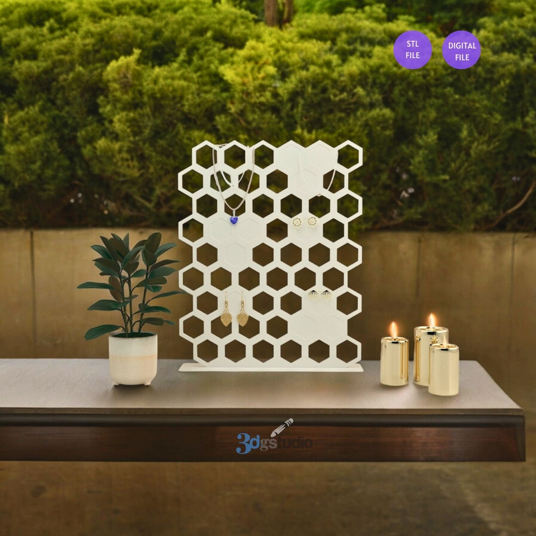 3D Print File, Honeycomb Jewelry Stand, Stl File 3d Printing, Jewelry ...