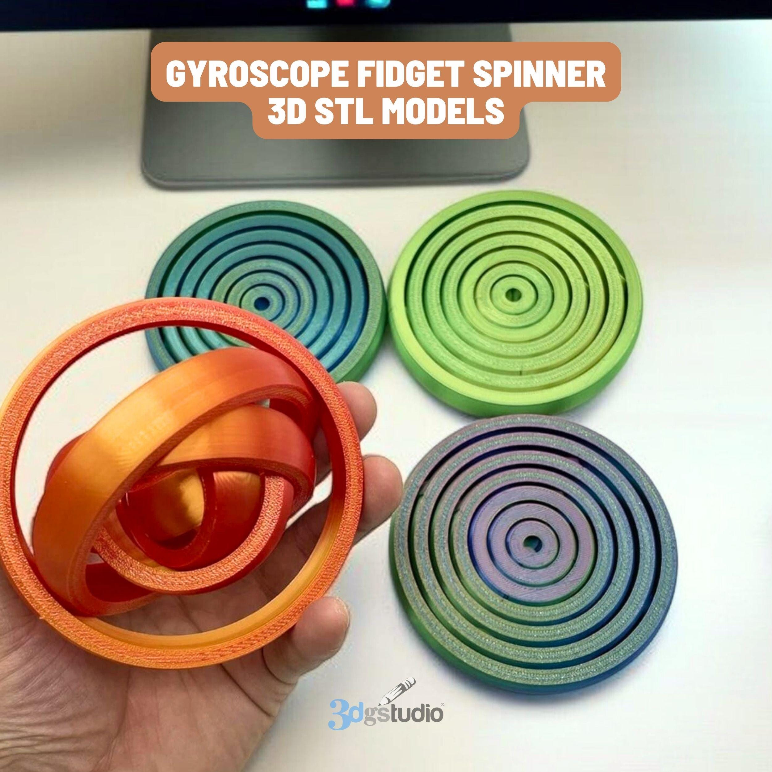 Gyroscope Fidget 3D STL Files, Gyro Spinner Fidget Toy 3D Print Files ...