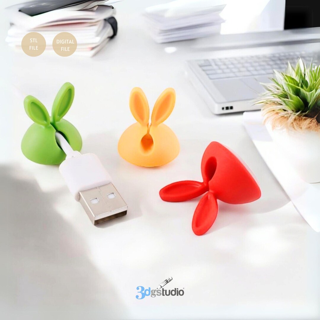 Cute Bunny Cable Holder 3D Print Stl File, Stl File 3d Printing, Office ...