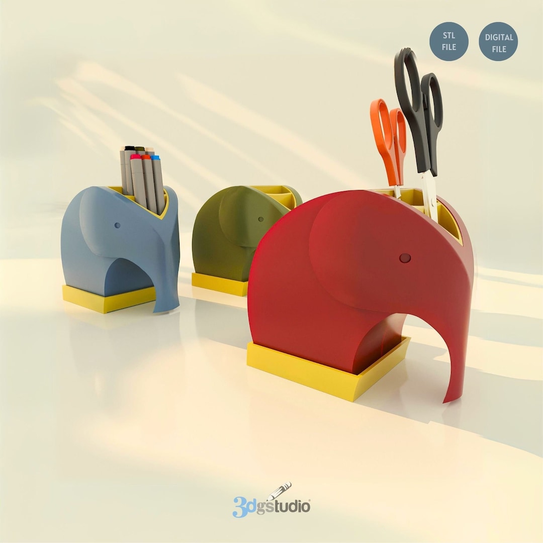 3D Print File, Elephant Pen Holder and Napkin Holder, Stl File 3d ...