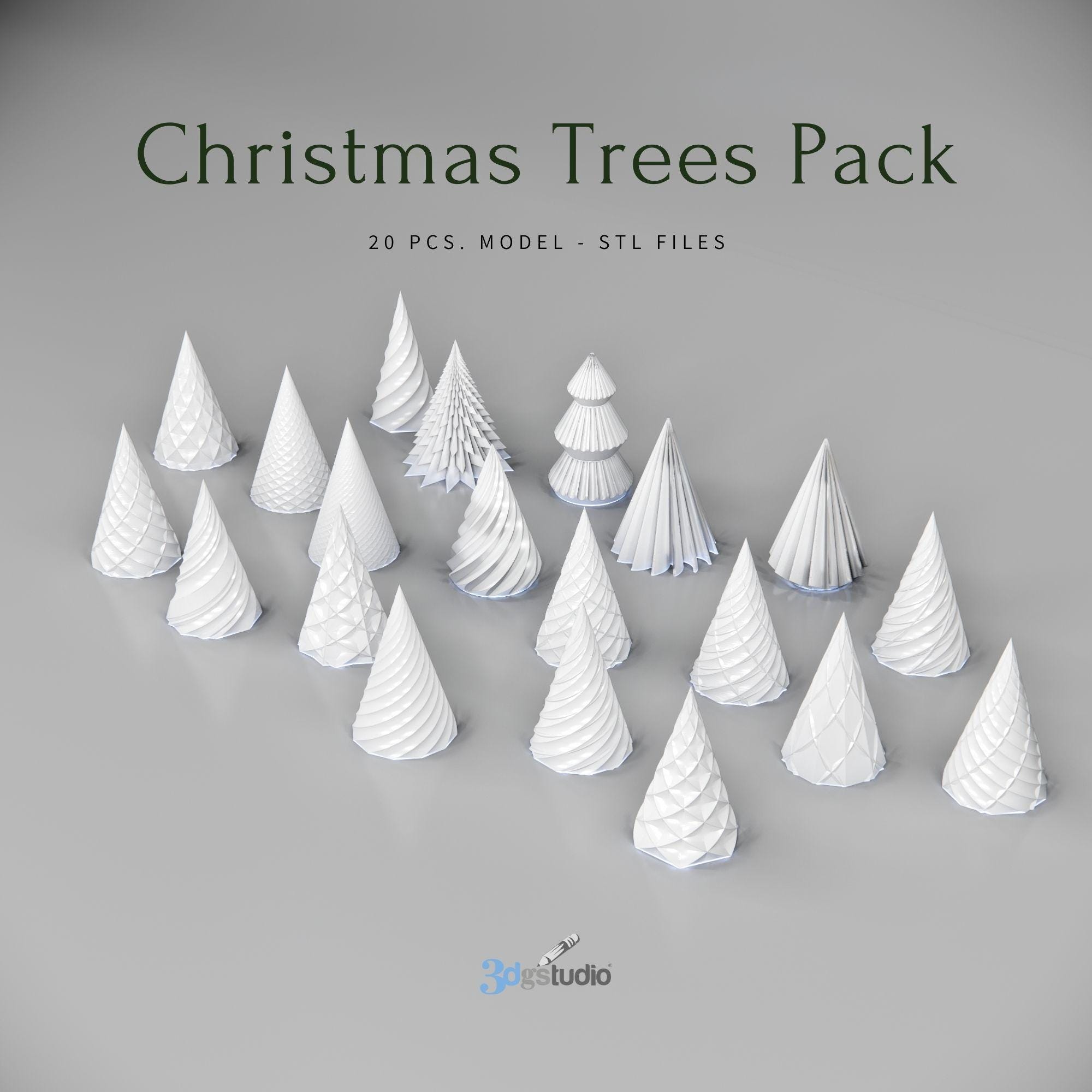 Christmas Tree 3D STL Files, Christmas Bundle Pack 20 Pcs. Tree ...