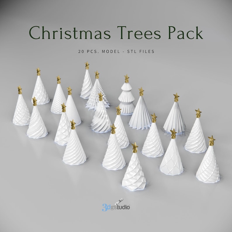 Christmas Tree 3D STL Files, Christmas Bundle Pack 20 Pcs. Tree ...