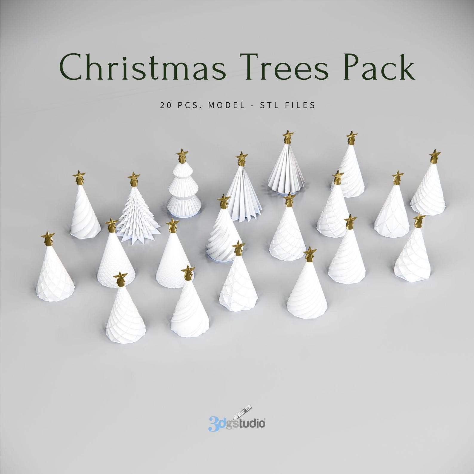Christmas Tree 3D STL Files, Christmas Bundle Pack 20 Pcs. Tree ...