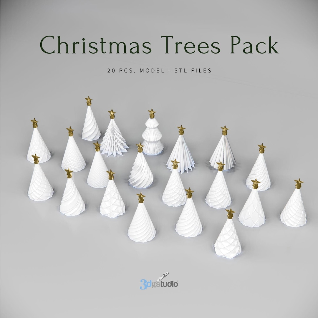 Christmas Tree 3D STL Files, Christmas Bundle Pack 20 Pcs. Tree ...