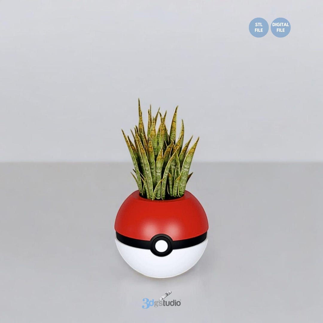 Pokeball Pokemon Planter Stl Files, Stl Files for 3D Printers, Pokemon ...