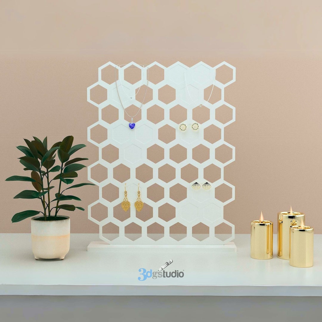3D Print File, Honeycomb Jewelry Stand, Stl File 3d Printing, Jewelry ...