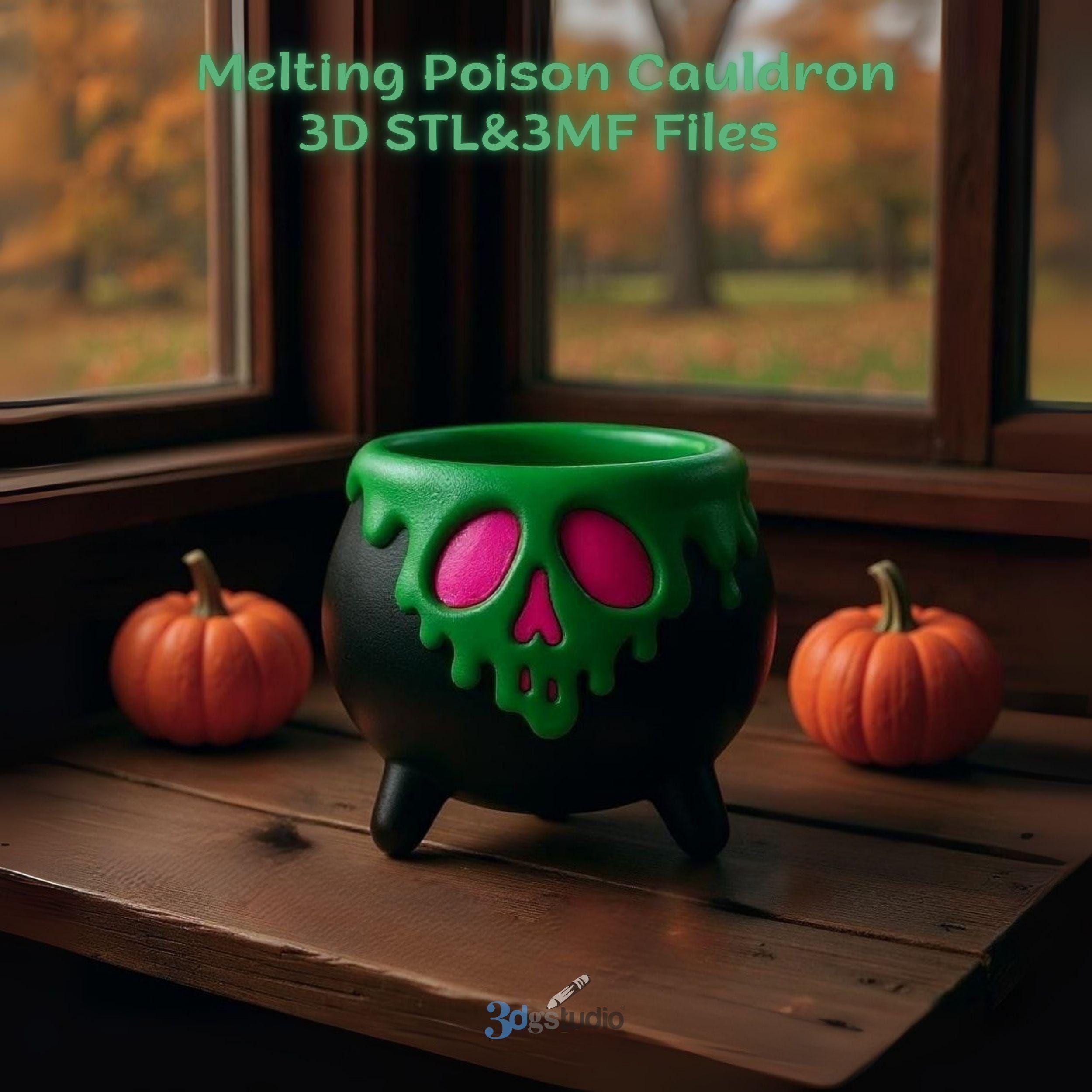 Melting Poison Cauldron 3D Print Stl Files, Halloween Decor Print Files ...