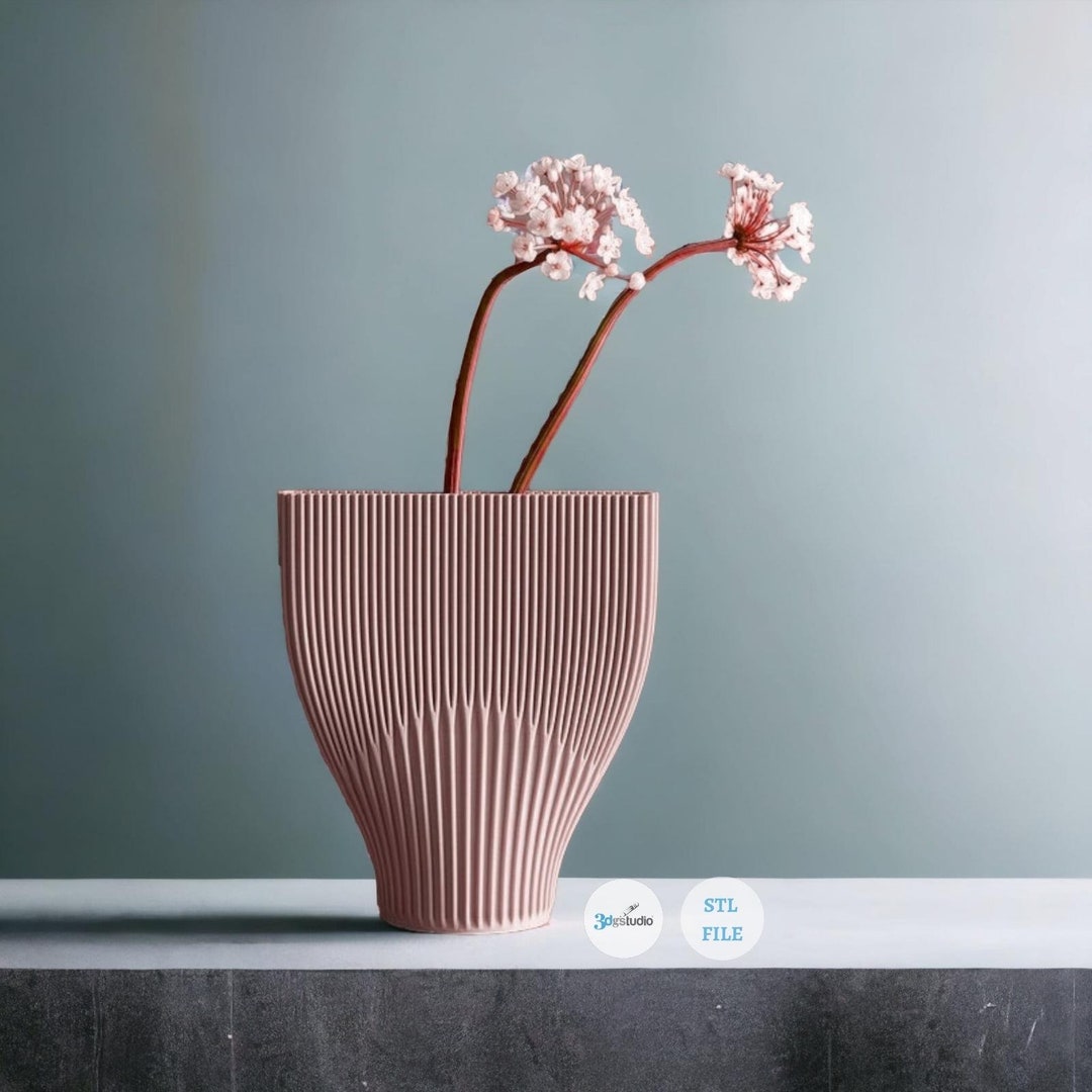 Stylish Flower Vase 3D Print Stl File, 3D Vase Print File - Etsy