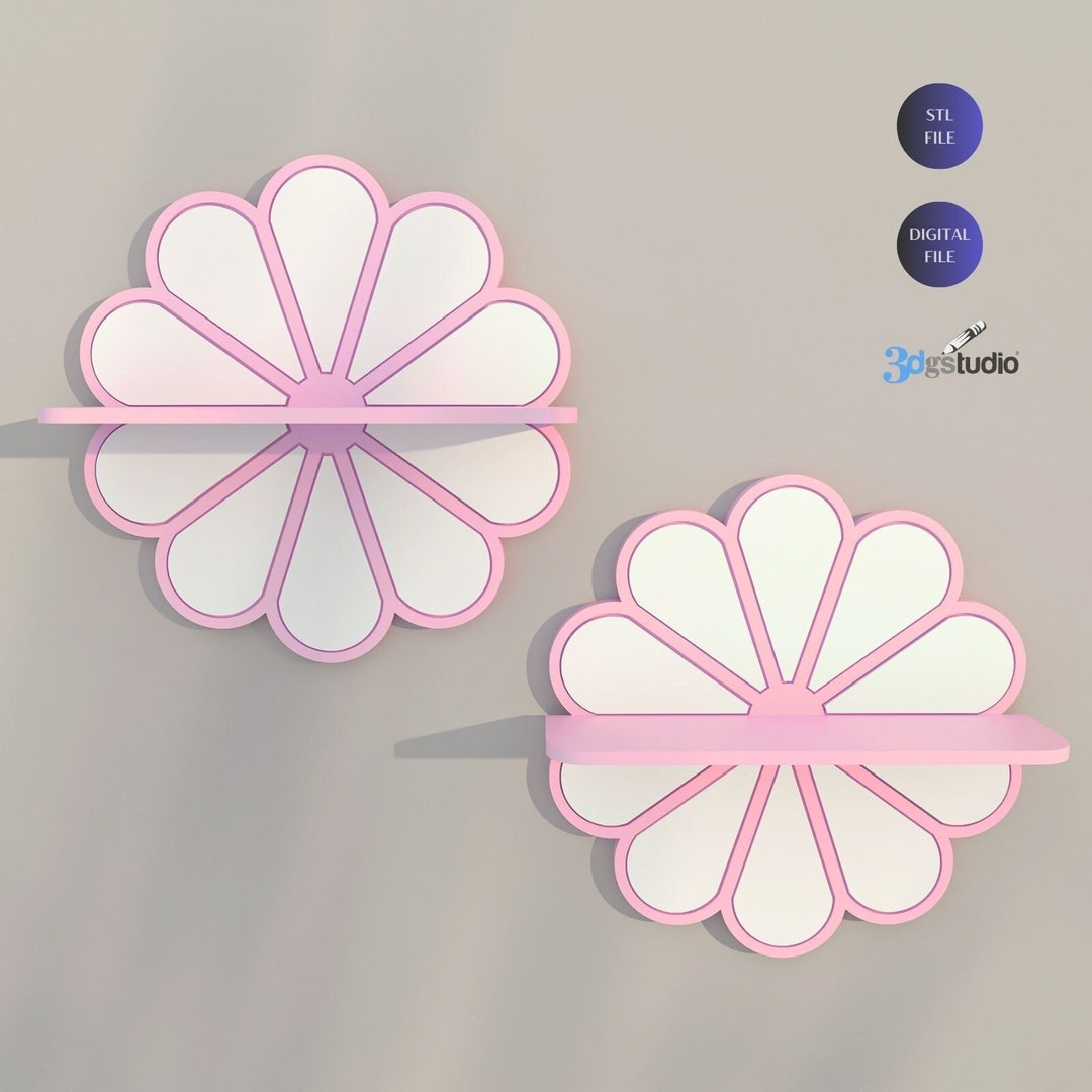 Flower Wall Shelf 3D Print Stl Files, 3D Print Wall Shelf, 3D Printable ...