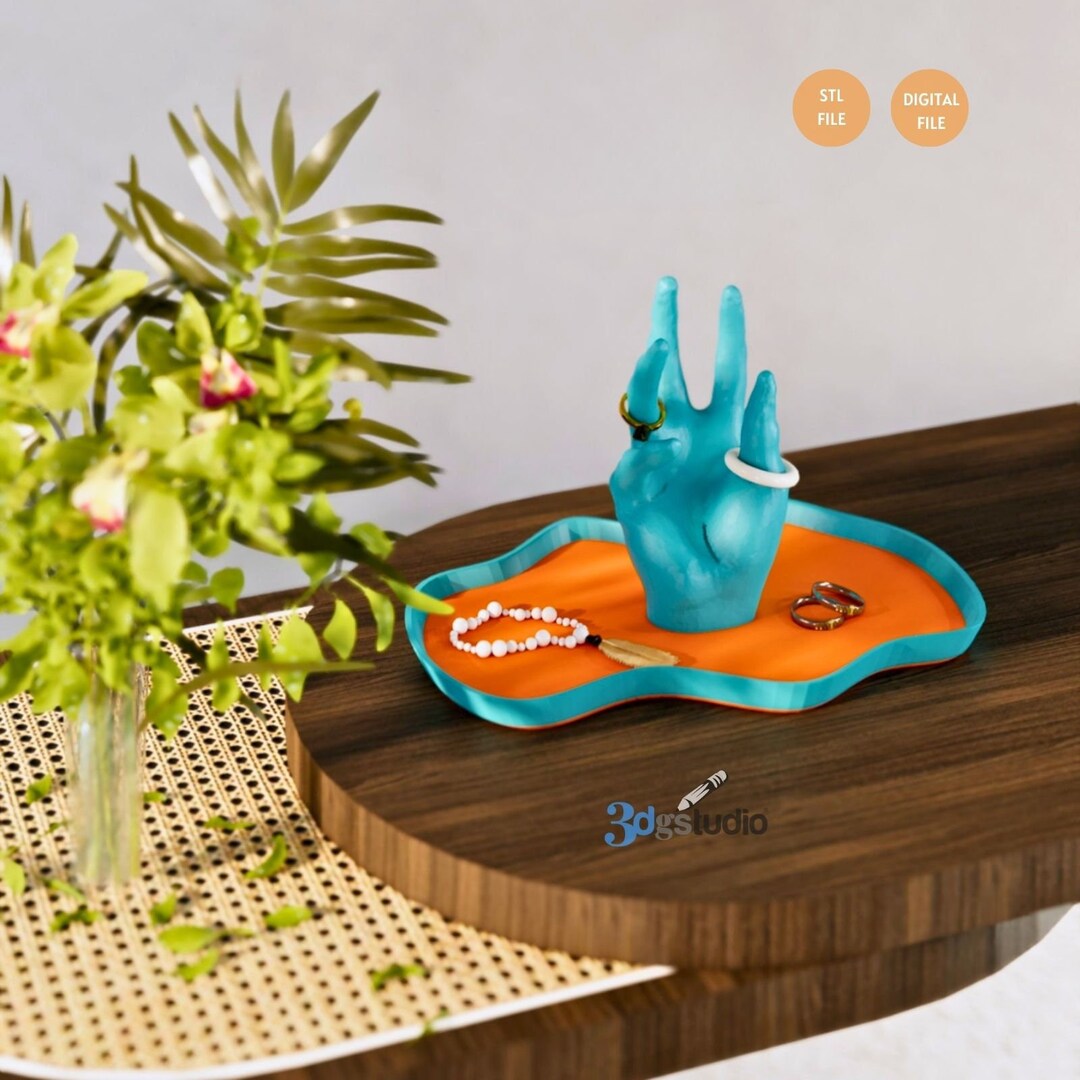 Jewellery Hand and Tray, Stl File 3d Printing, Jewelry Stand Stl Files ...