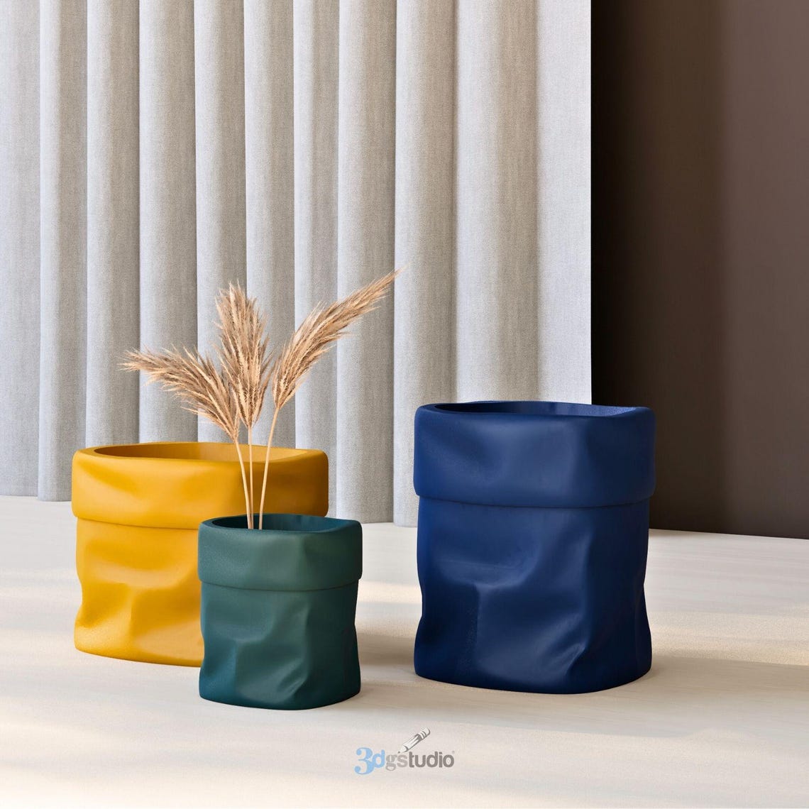 Sack Bag Vase 3D Print Stl Files, Vase 3D Print Files, Tote Bag 3D ...