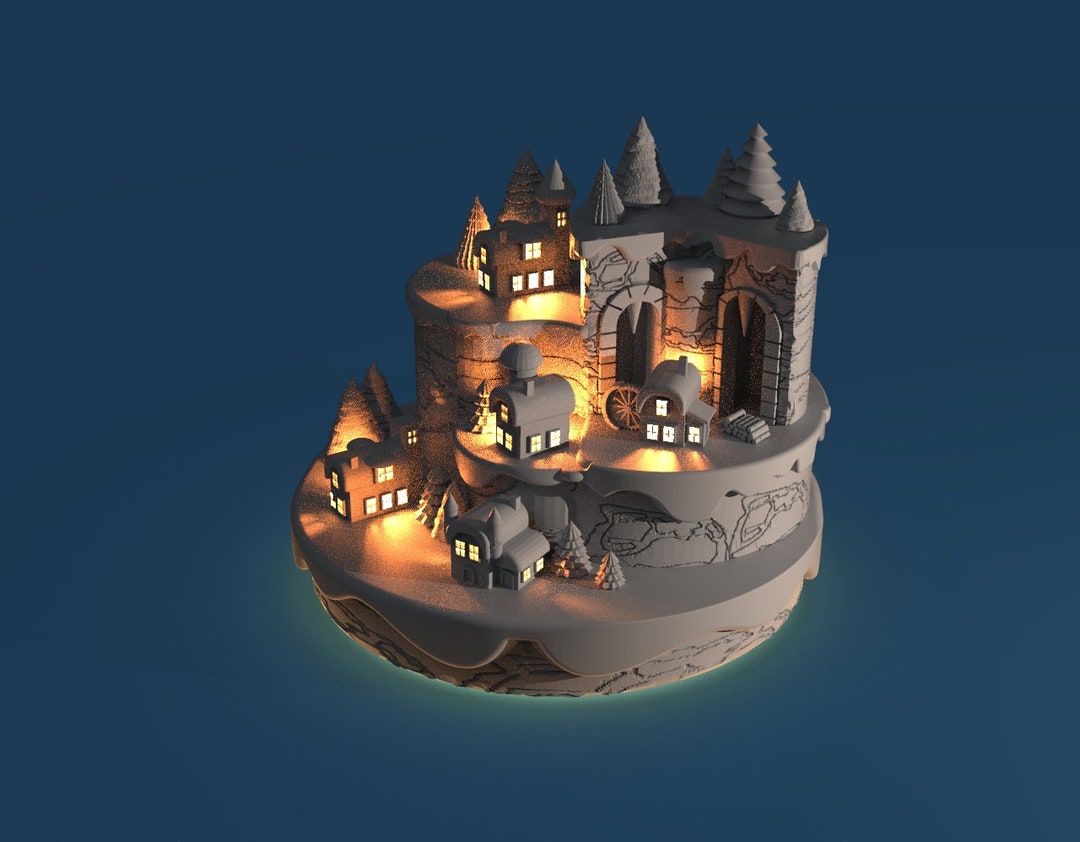 Christmas Snowy Mountain 3D Print Stl Files | 3D Snowy Mountain Model ...