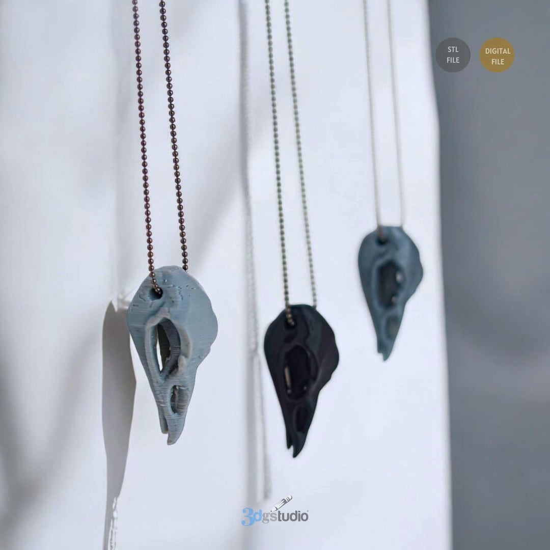 Schädel Rabe Anhänger Stl-Datei, 3D Druck Stl-Datei, Halskette 3D Druck ...