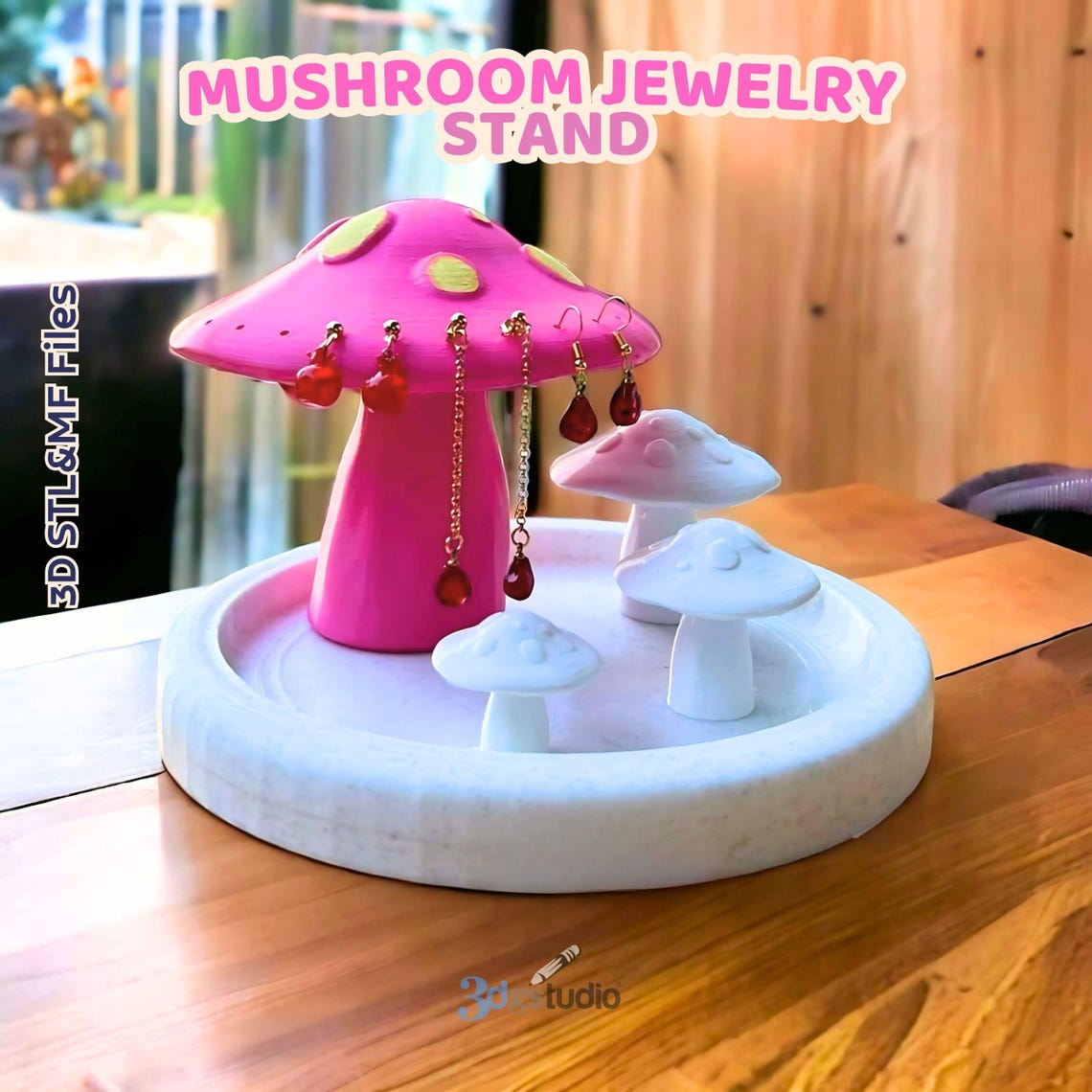 Mushrooms Jewelry Stand 3D STL Files, Stl File 3d Printing, Jewelry ...