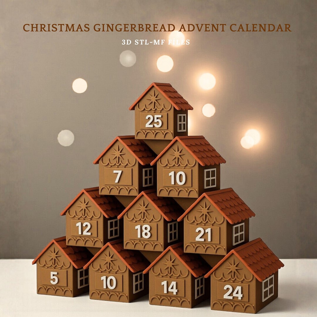 Christmas Gingerbread Advent Calendar STL Files, Countdown Village ...