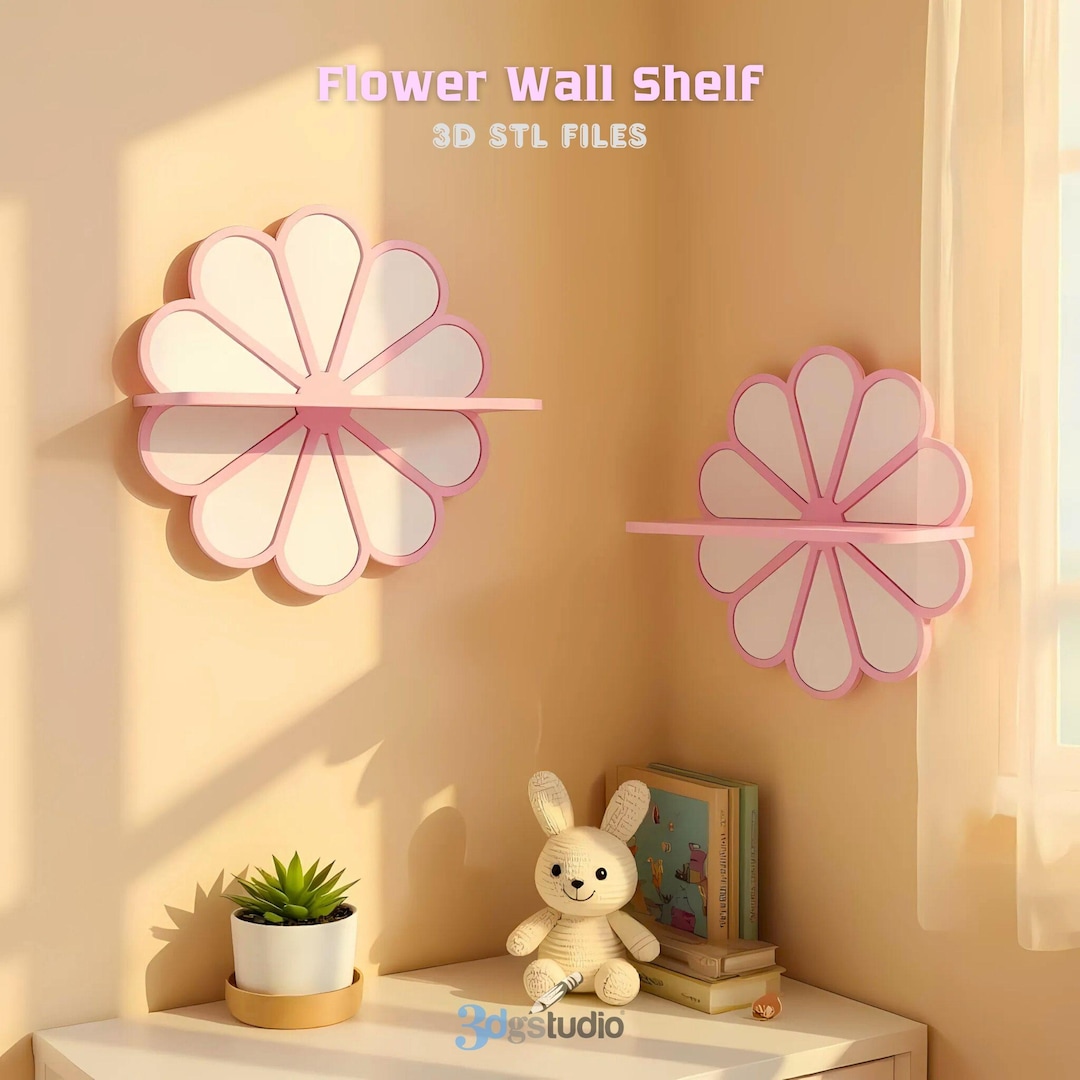 Flower Wall Shelf 3D Print Stl Files, 3D Print Wall Shelf, 3D Printable ...