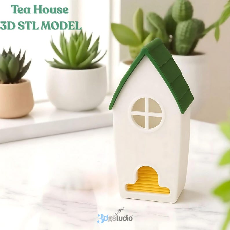 Tea House 3D STL File, Tea Bag Holder, Minimalist Tea House 3D Print ...