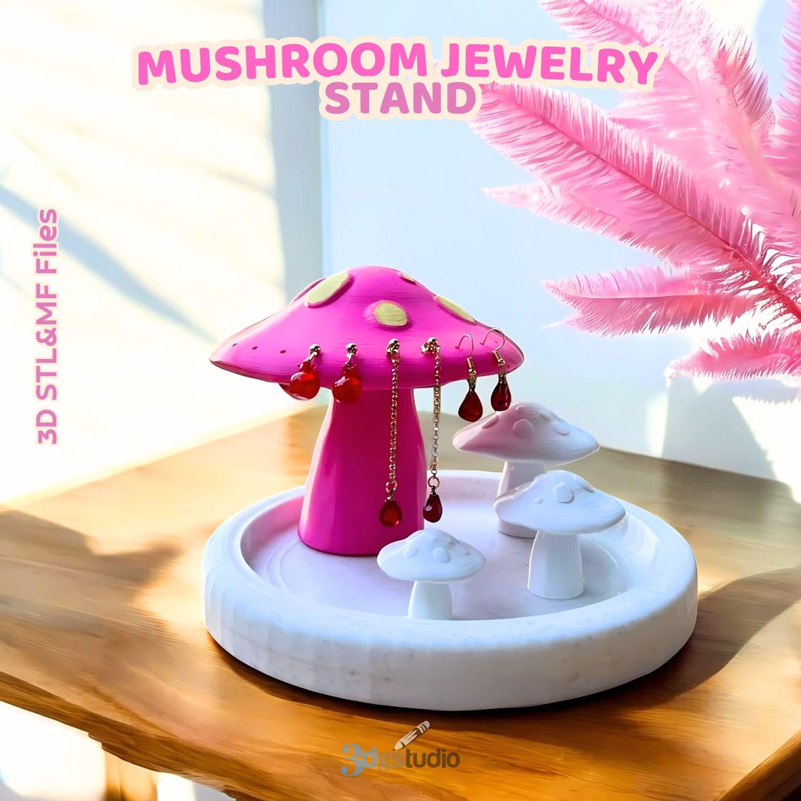 Mushrooms Jewelry Stand 3D STL Files, Stl File 3d Printing, Jewelry ...