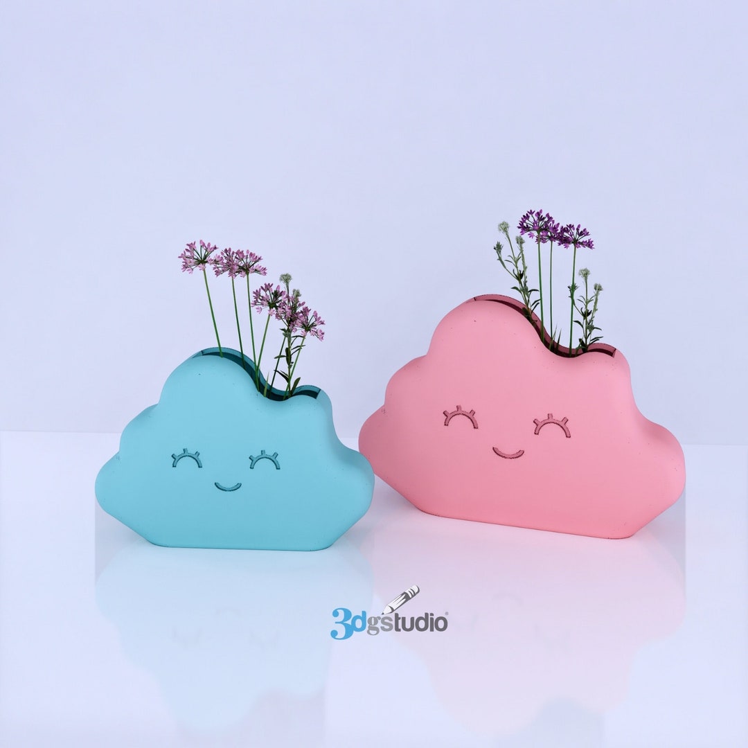 3D Print File, Happy Cloud Vase, Stl File 3d Printing, Cute 3D Stl File ...