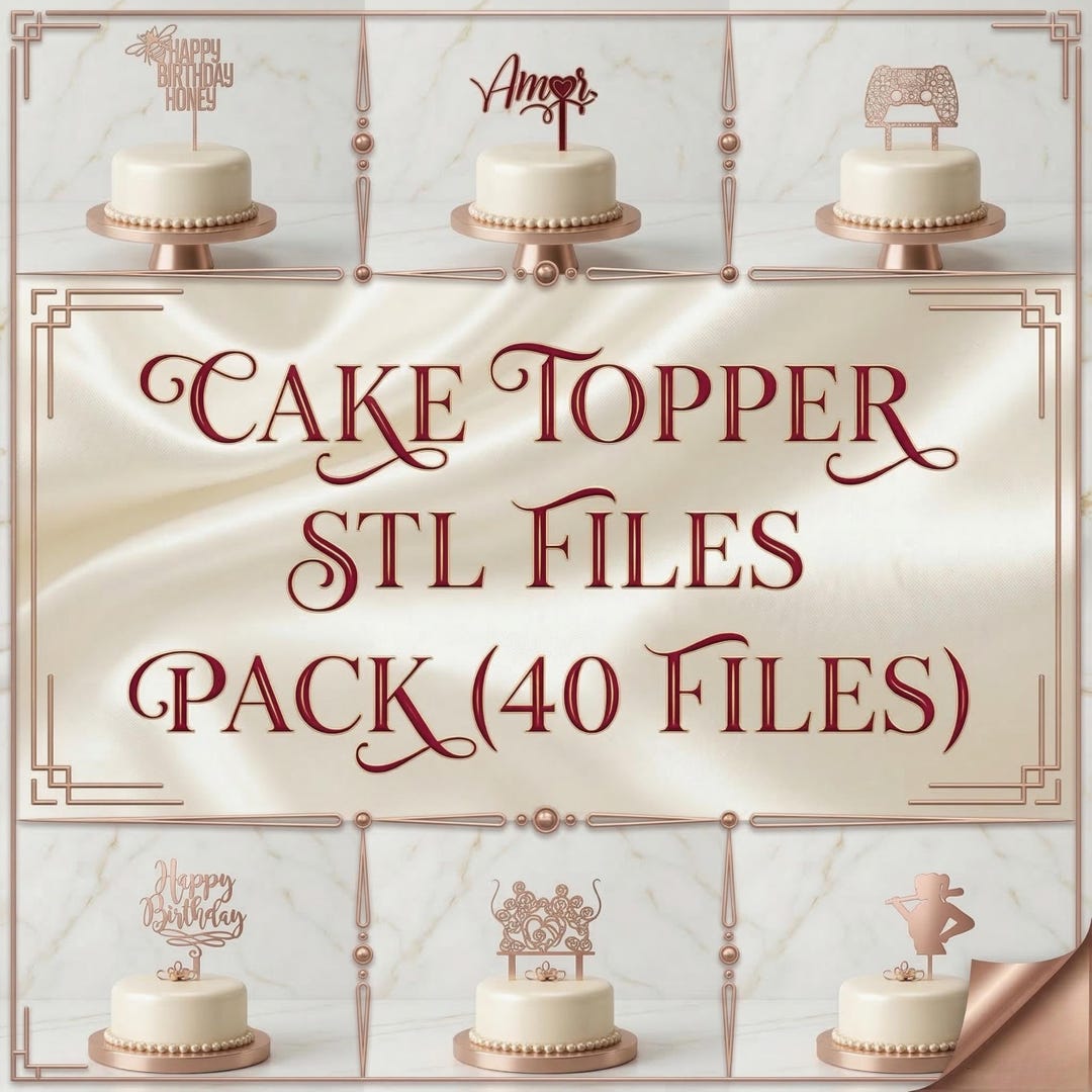 Cake Topper Pack 3D Print Stl File, 3D Cake Topper Bundle, 40 Cake ...