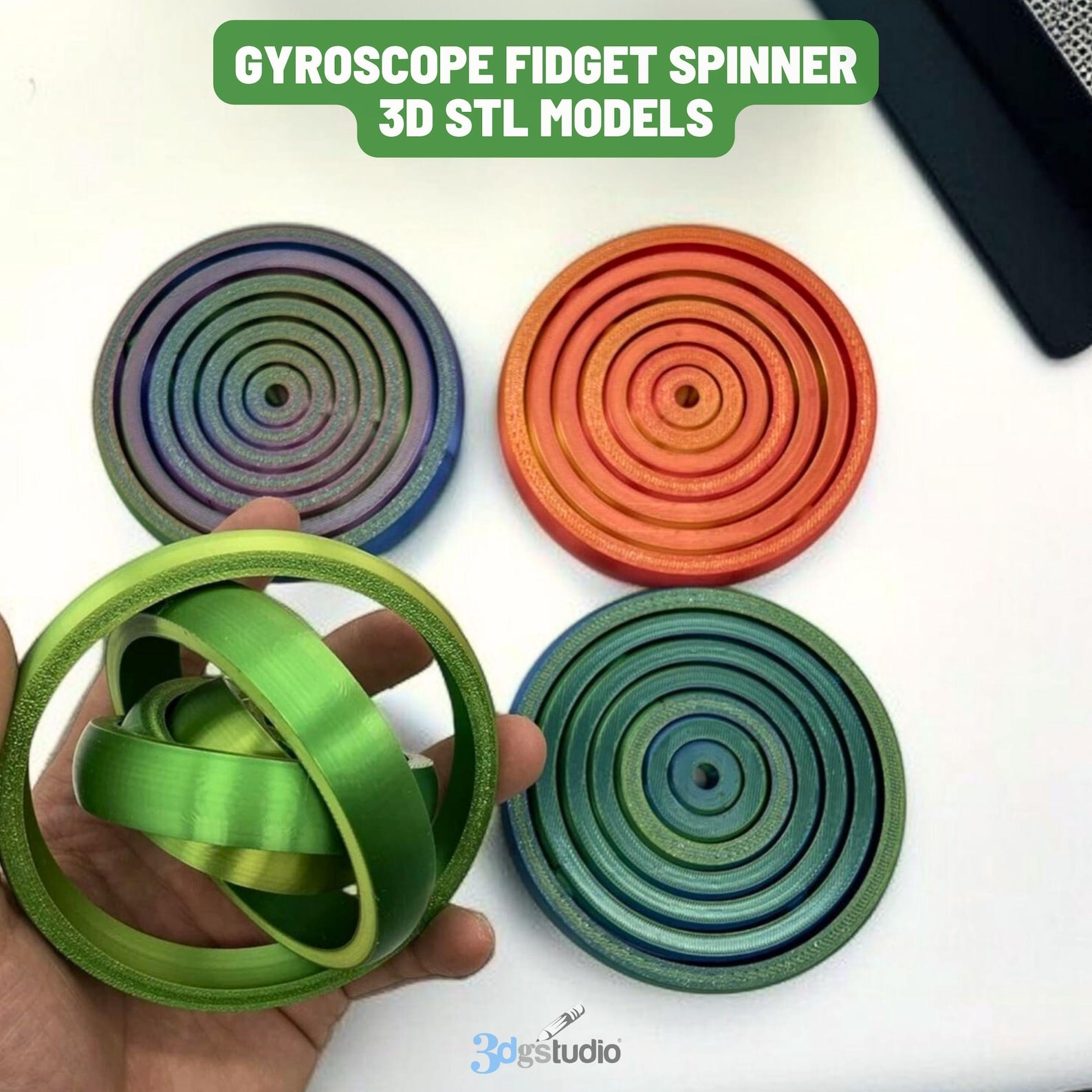 Gyroscope Fidget 3D STL Files, Gyro Spinner Fidget Toy 3D Print Files ...