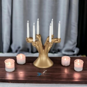 3D Print File, Six Hand Candle Holder, Stl File 3d Printing, Candle ...