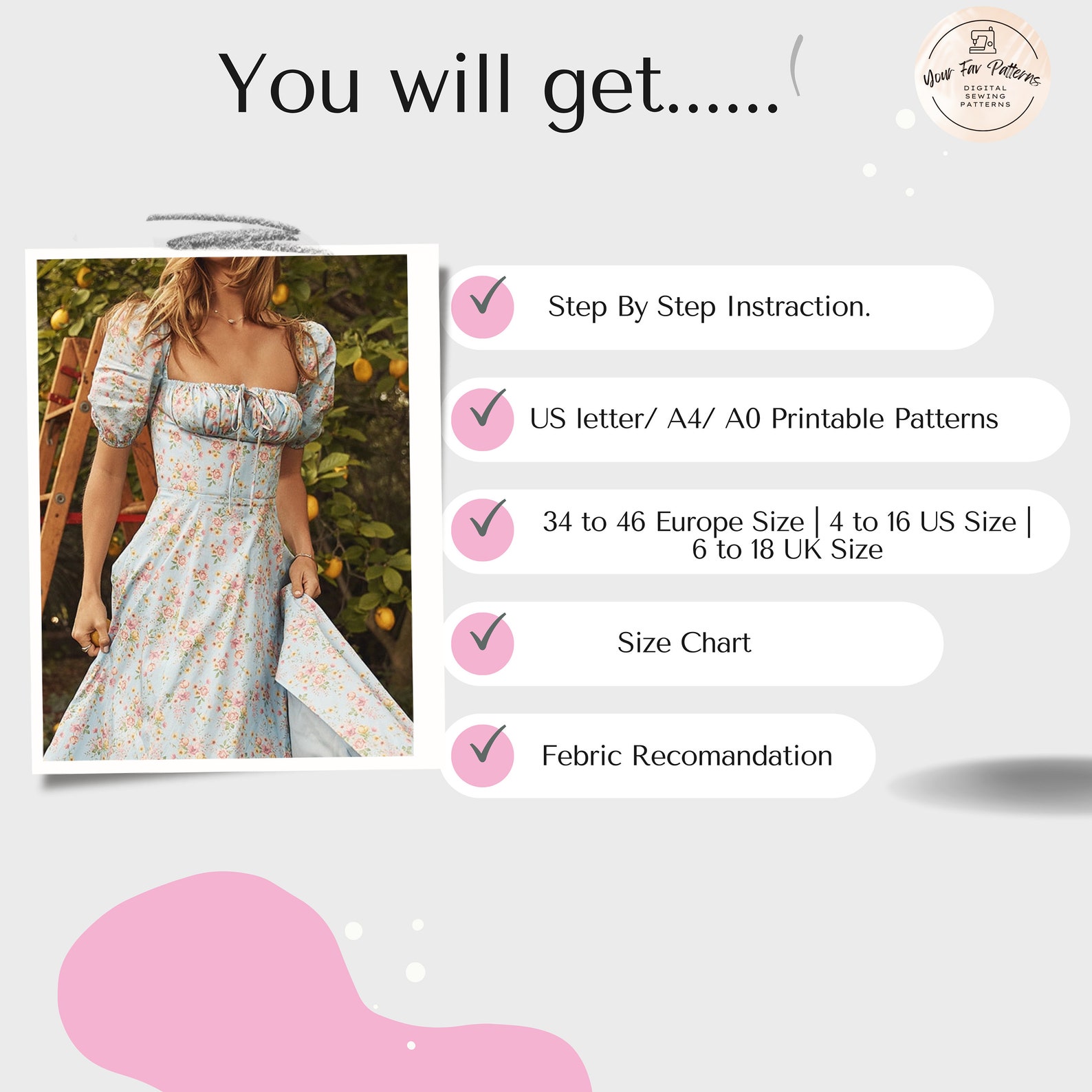 Milkmaid Dress Sewing Pattern | Pattern for Women Dress | Digital ...