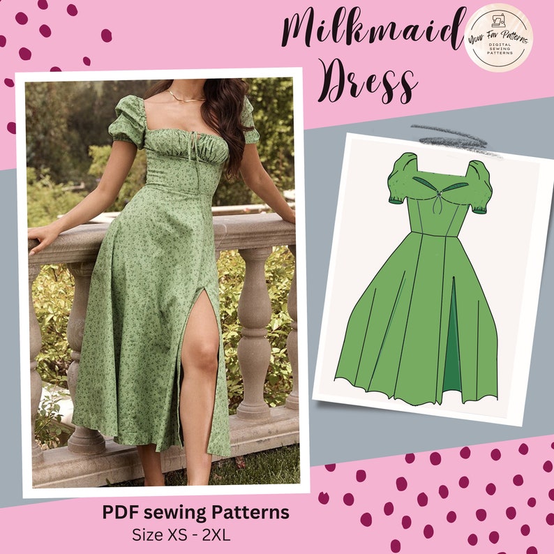 Milkmaid Dress Sewing Pattern | Pattern for Women Dress | Digital ...