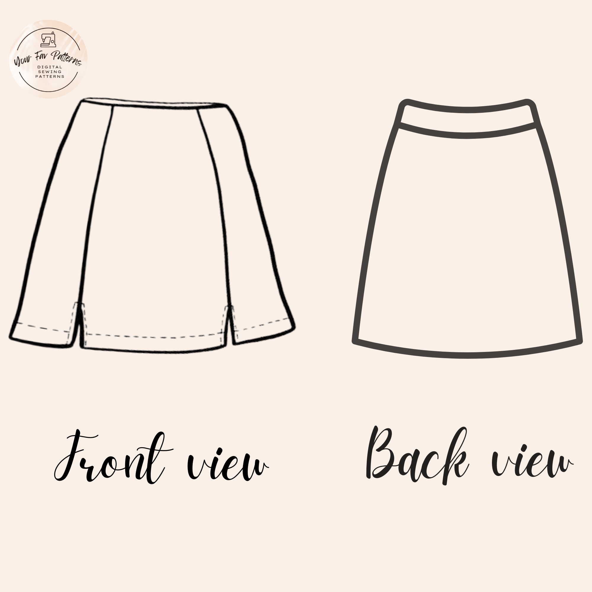 Double Side Slit Mini Skirt Skirt Pattern | PDF Sewing Patterns for ...