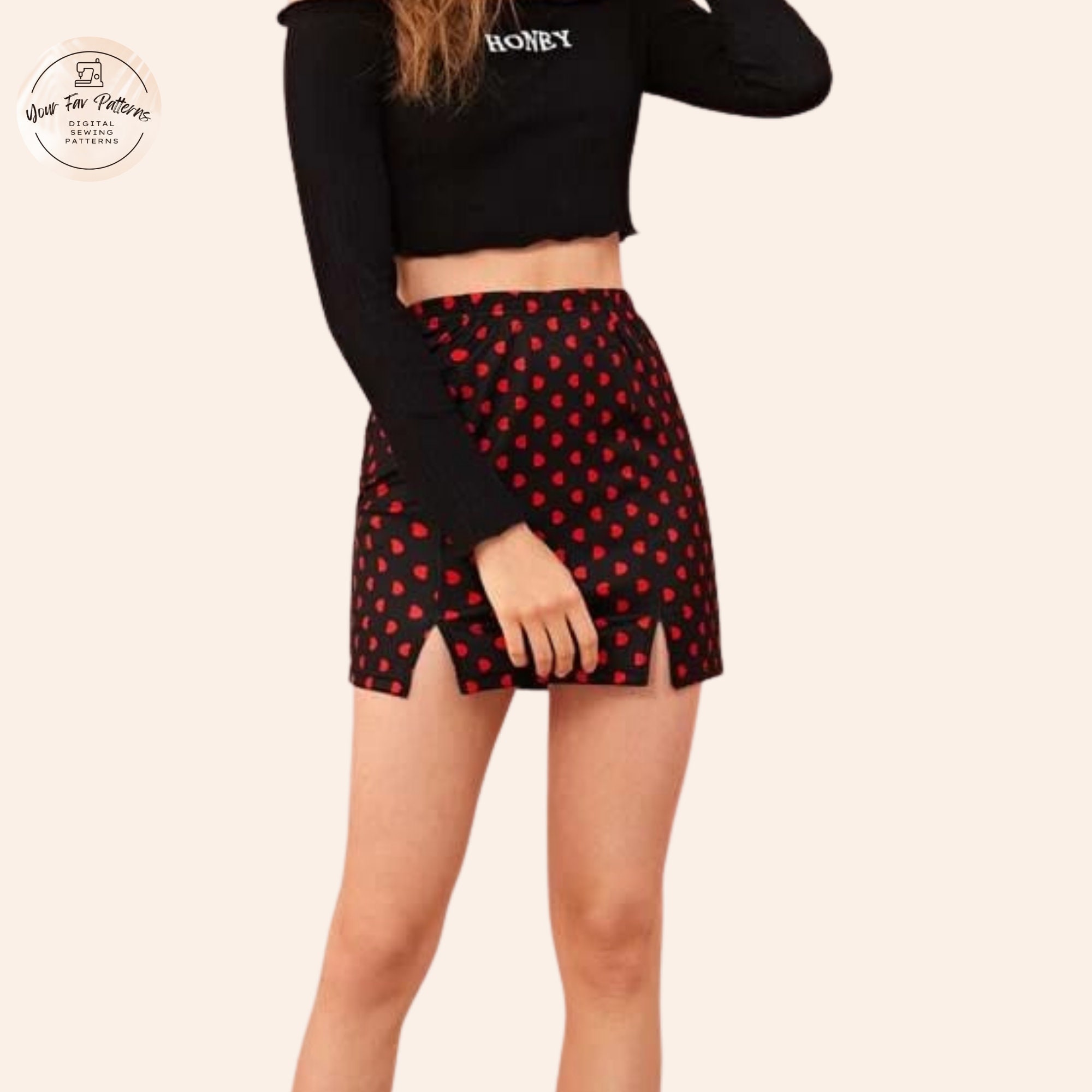 Double Side Slit Mini Skirt Skirt Pattern | PDF Sewing Patterns for ...