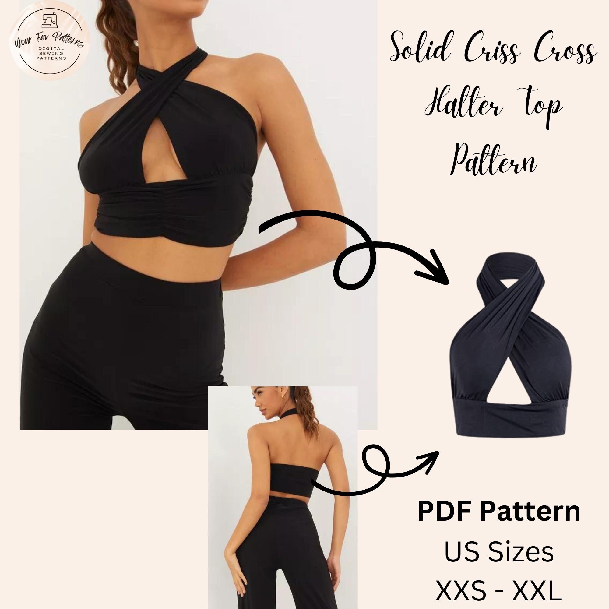 Criss Cross Halter Top PDF Pattern | Halter Crop Top Sewing Pattern | Digital Sewing Pattern ...