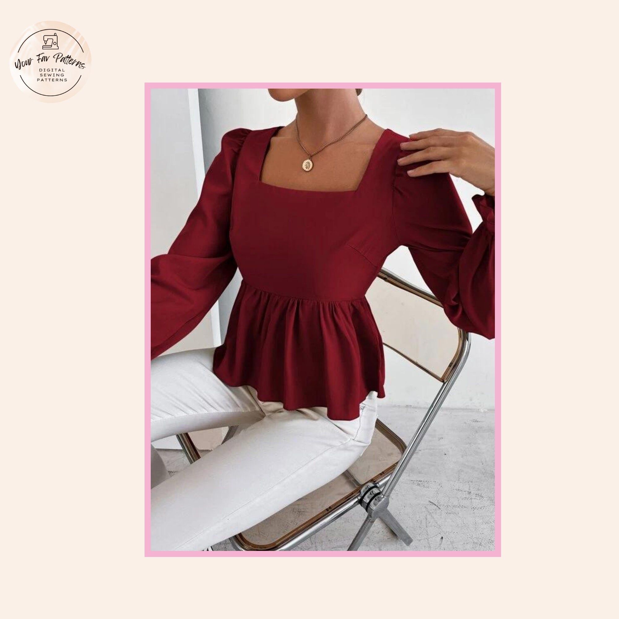 Belle Full Sleeve Top PDF Sewing Pattern DIY Full Sleeve Long Top ...