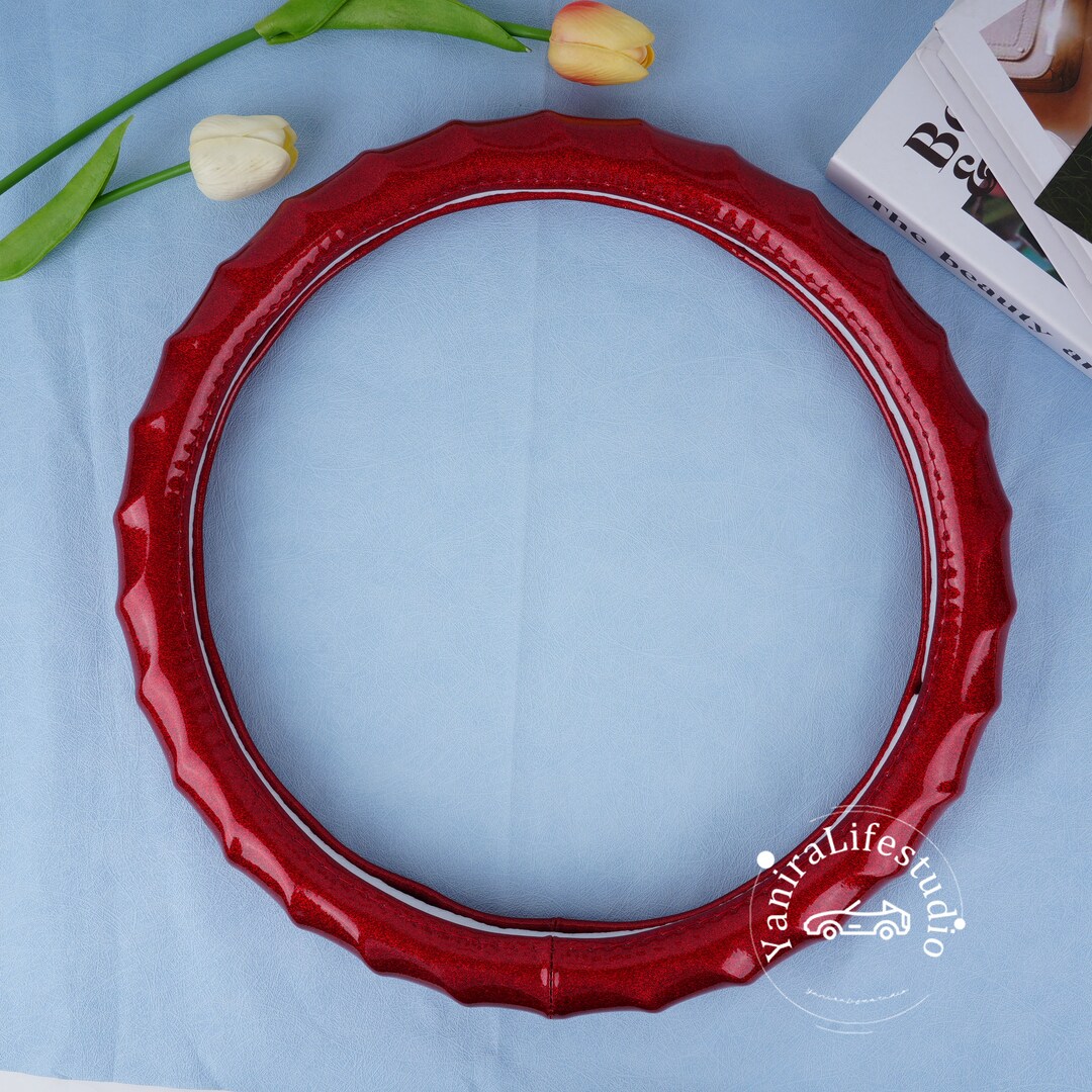 Bright Red Glitter Leather Steer Wheel Cover,retro Red Steer Wheel ...