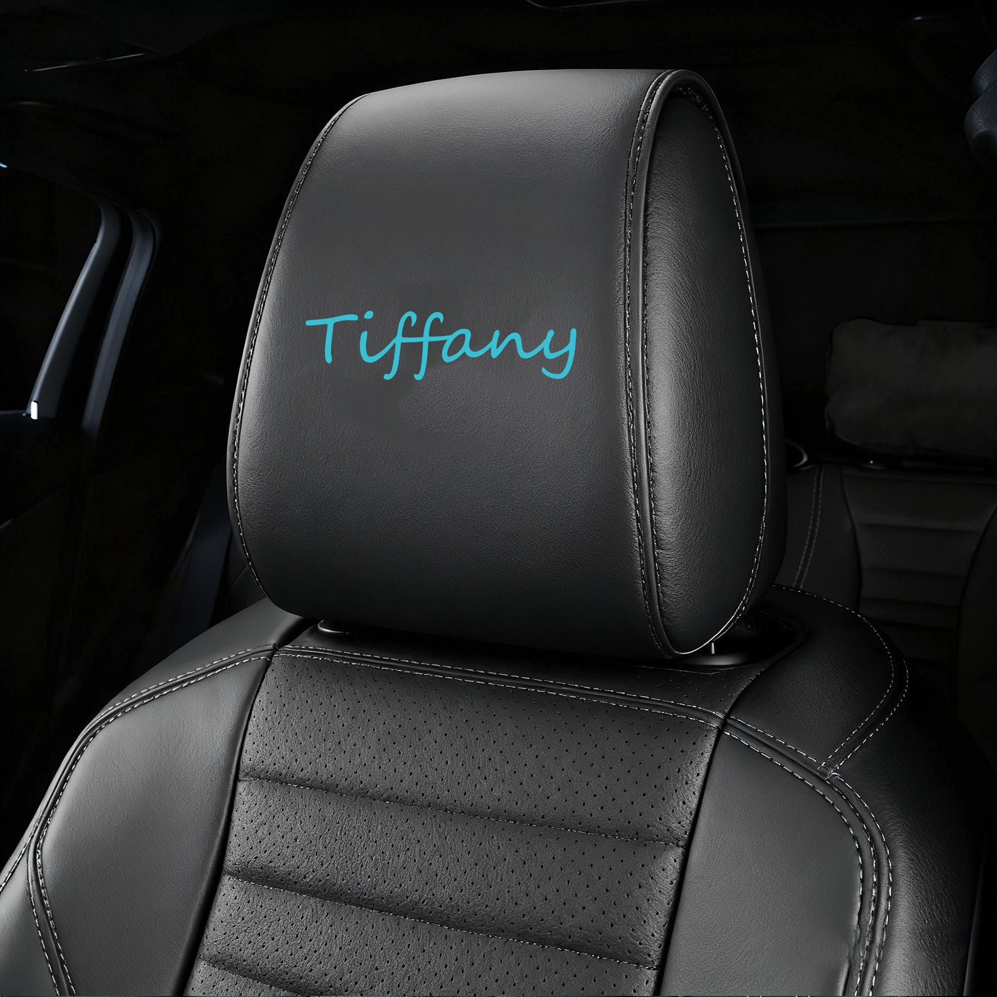 Car Seat Headrest Protector, Custom Car Headrest Covers, Car Interior ...