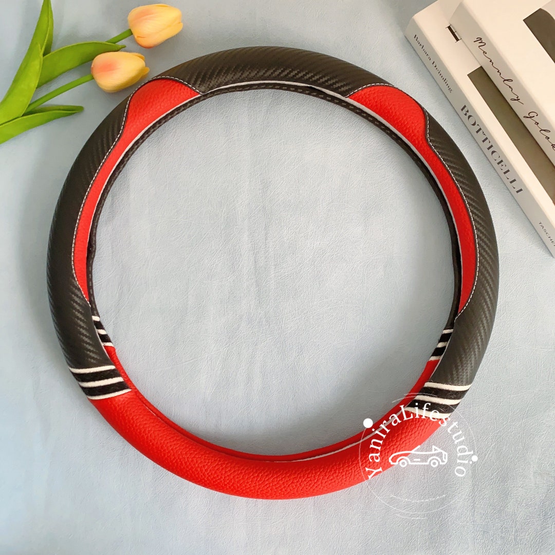 5color Leather Splicing Steering Wheel Cover,custom Text Cute Cat ...