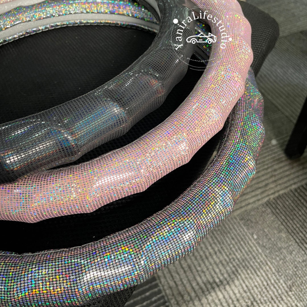 Colorful Laser Pink Black Silver Leather Steer Wheel Cover,sparkling ...