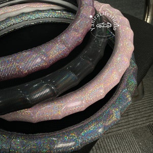 Colorful Laser Pink Black Silver Leather Steer Wheel Cover,sparkling ...