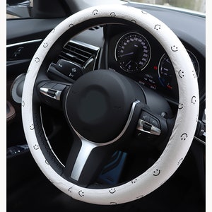 Cute Smiling Face Car Steering Wheel Cover,custom Text Smiling Face ...