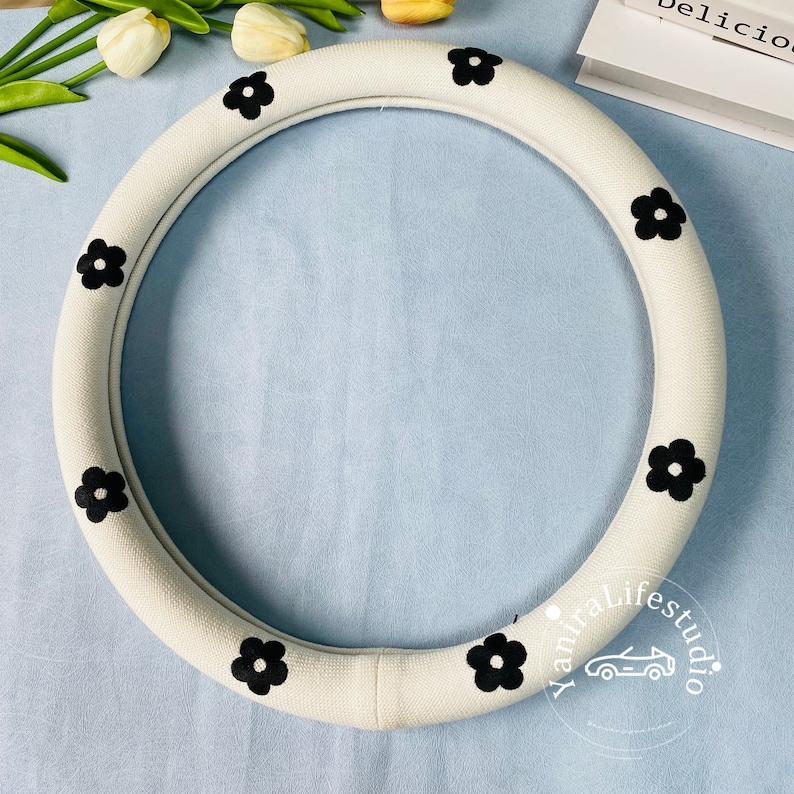 Cute Little Daisy Car Steering Wheel Cover for Women,custom Text Cotton ...