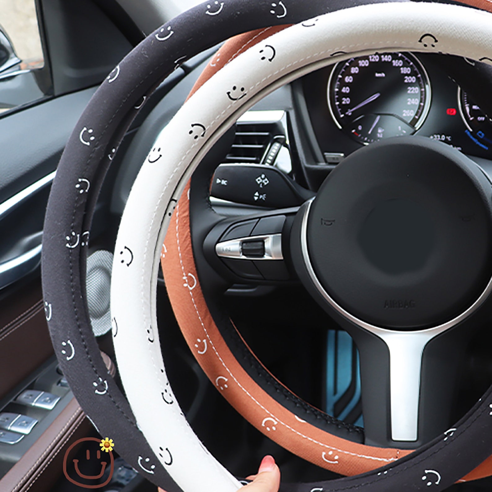 Cute Smiling Face Car Steering Wheel Cover Lovely Smiling - Etsy
