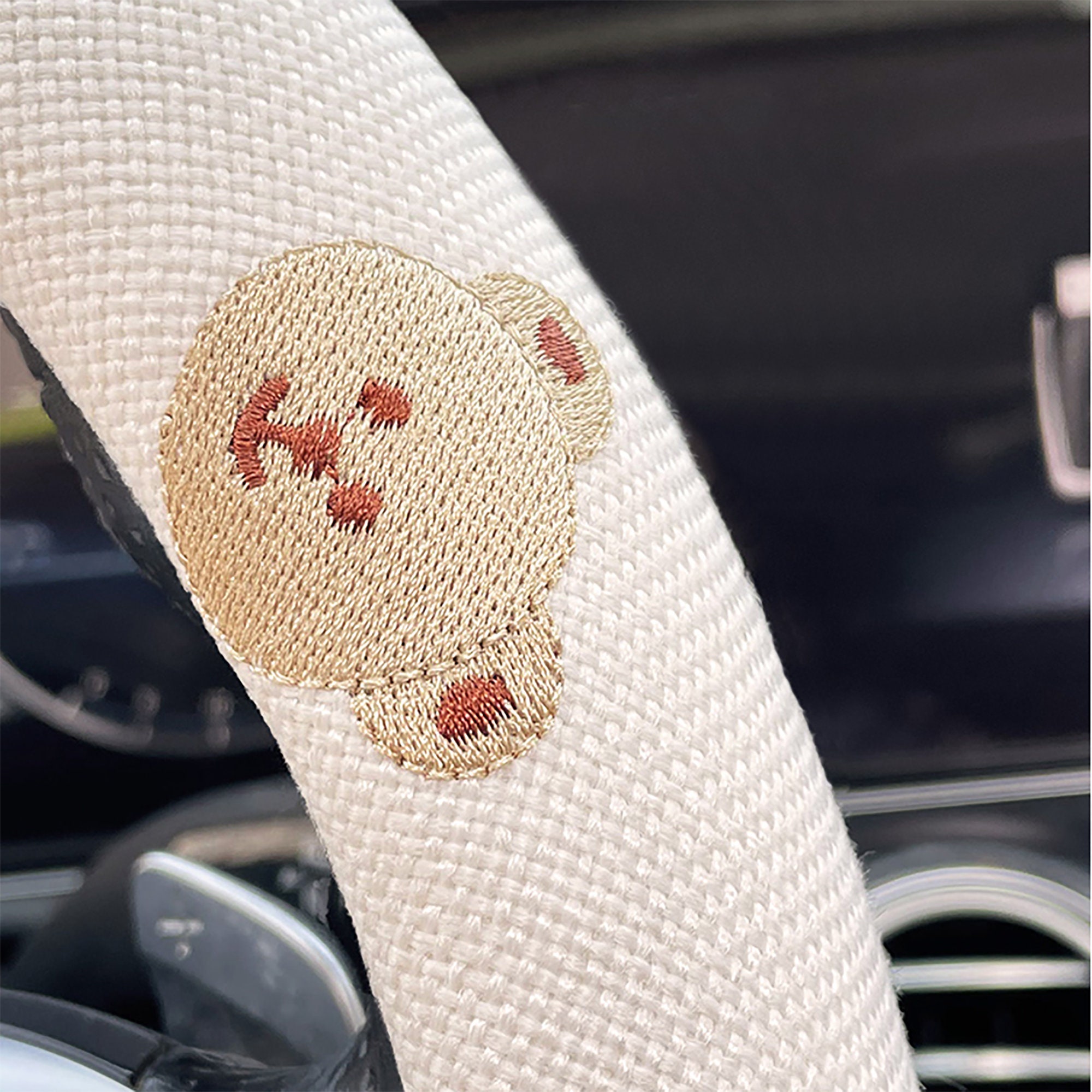 Cute Cartoon Embroidered Steering Wheel Covercotton Linen - Etsy