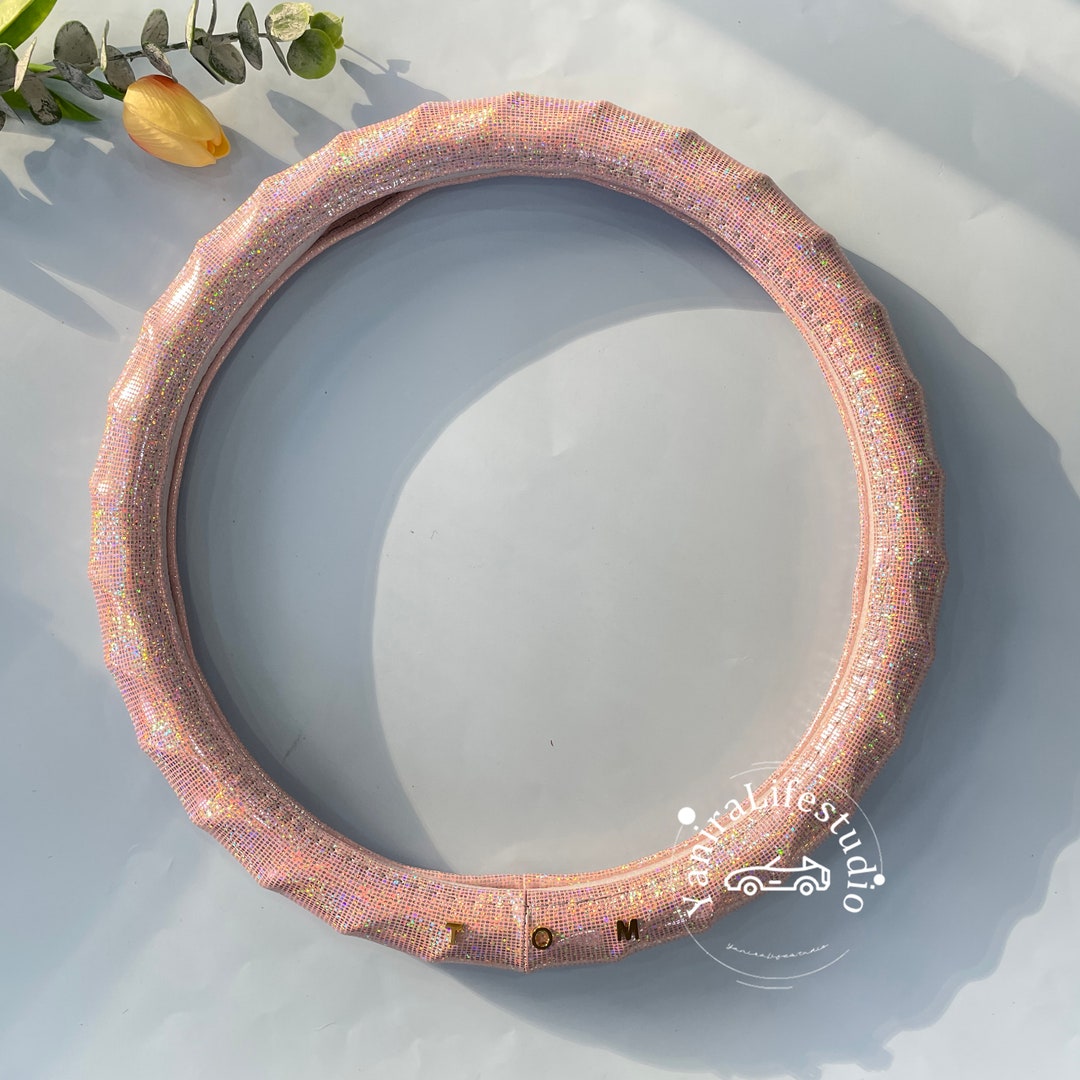 Colorful Laser Pink Leather Steer Wheel Cover,blingbling Rainbow Pink ...