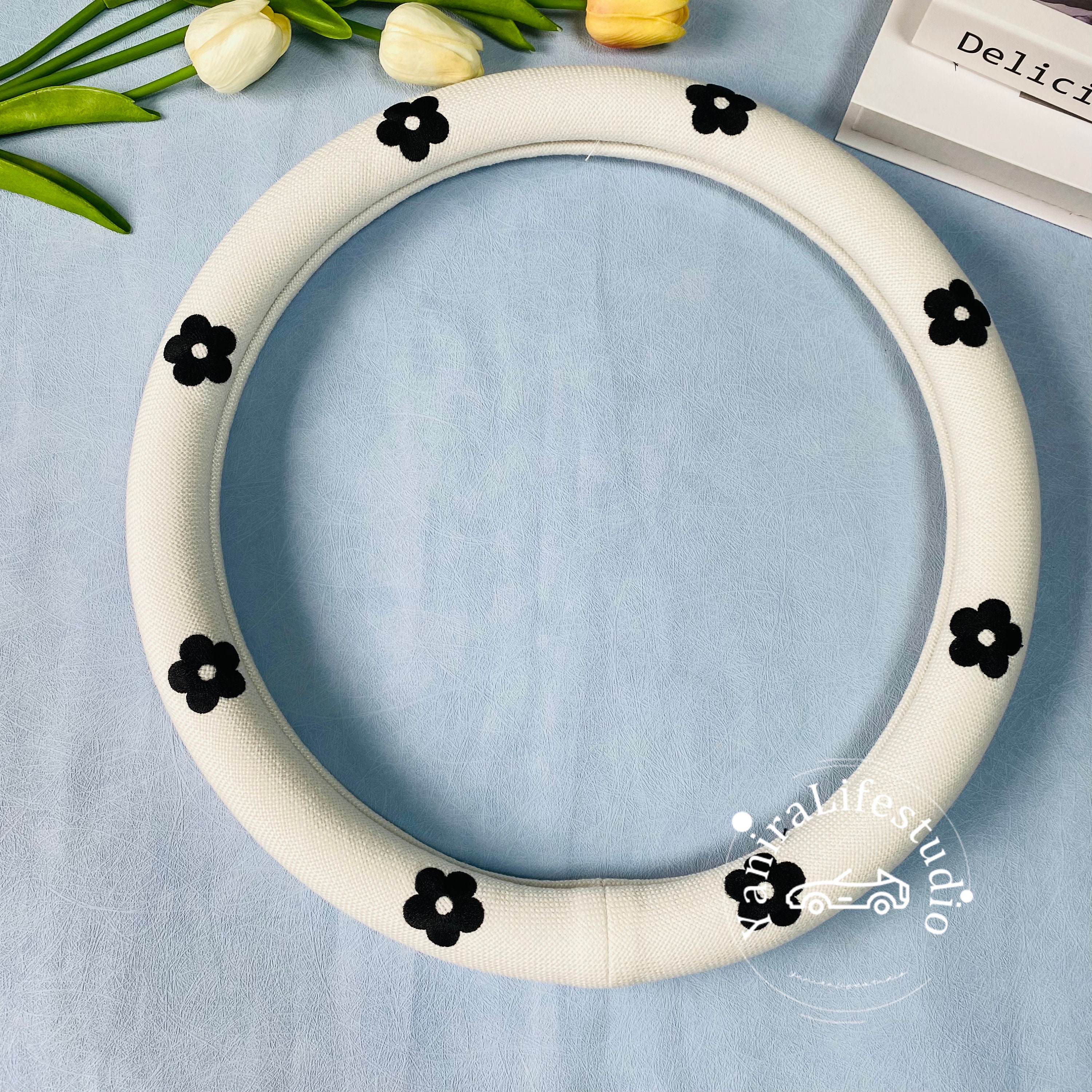 Cute Little Daisy Car Steering Wheel Cover for Women,custom Text Cotton ...