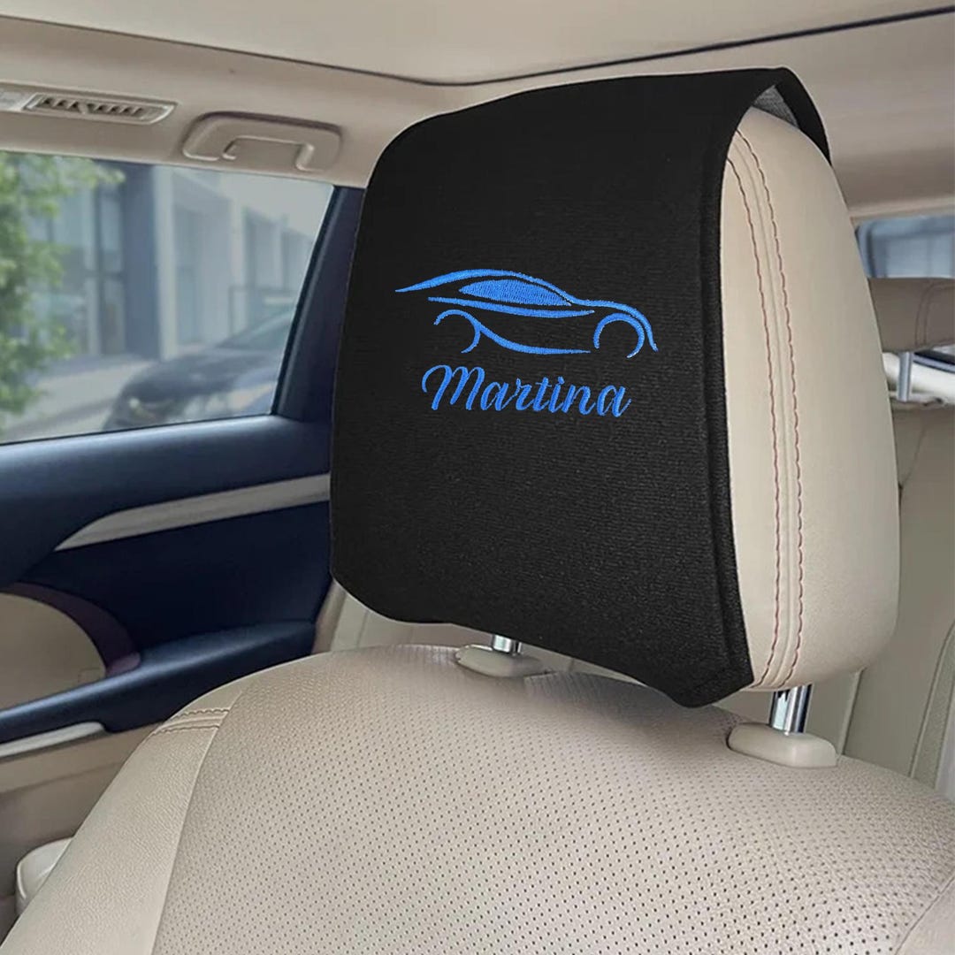 Headrest Cover for Car, Embroidered Headrest Cover, Vehicle Accessories ...