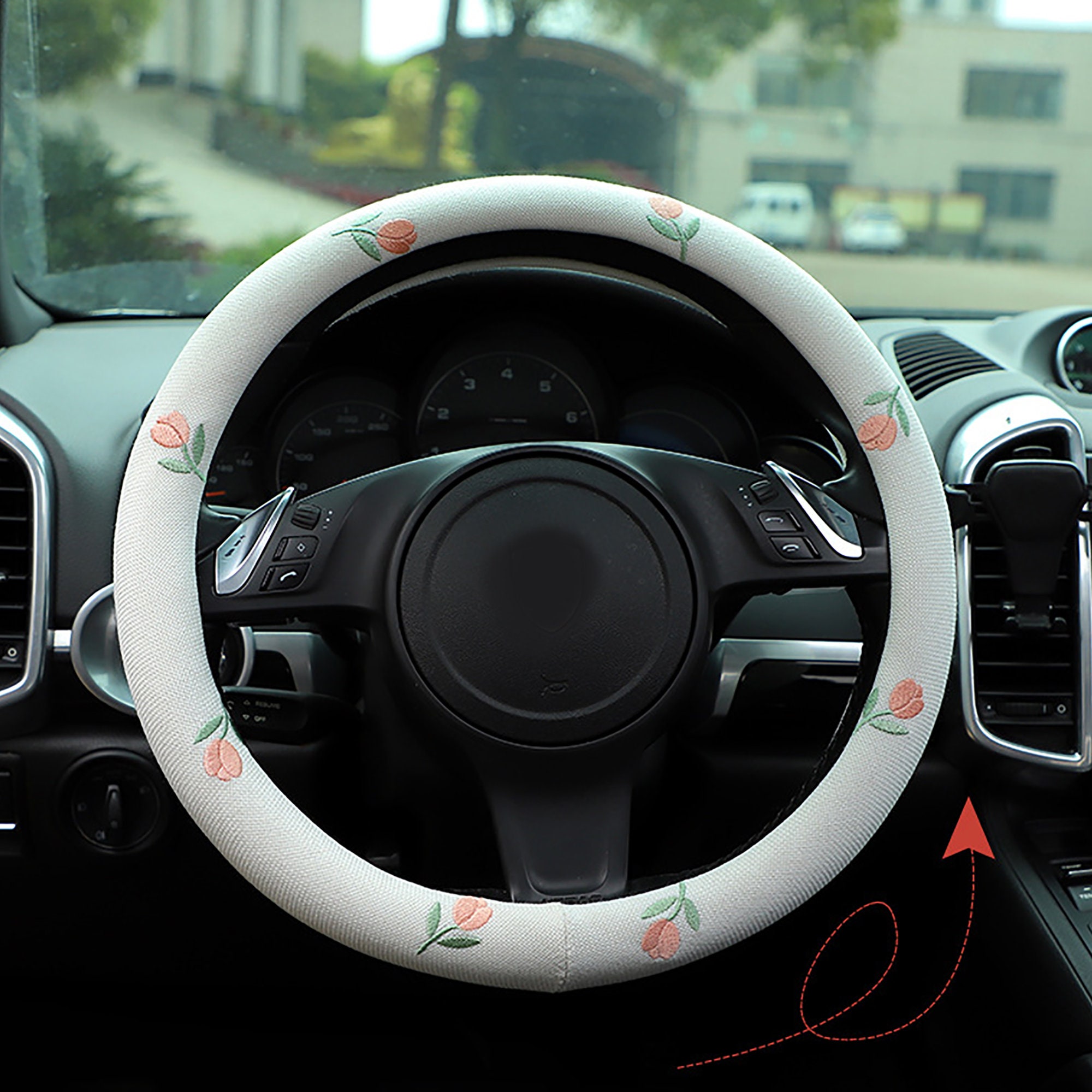 Cute Cartoon Embroidered Steering Wheel Covercotton Linen - Etsy