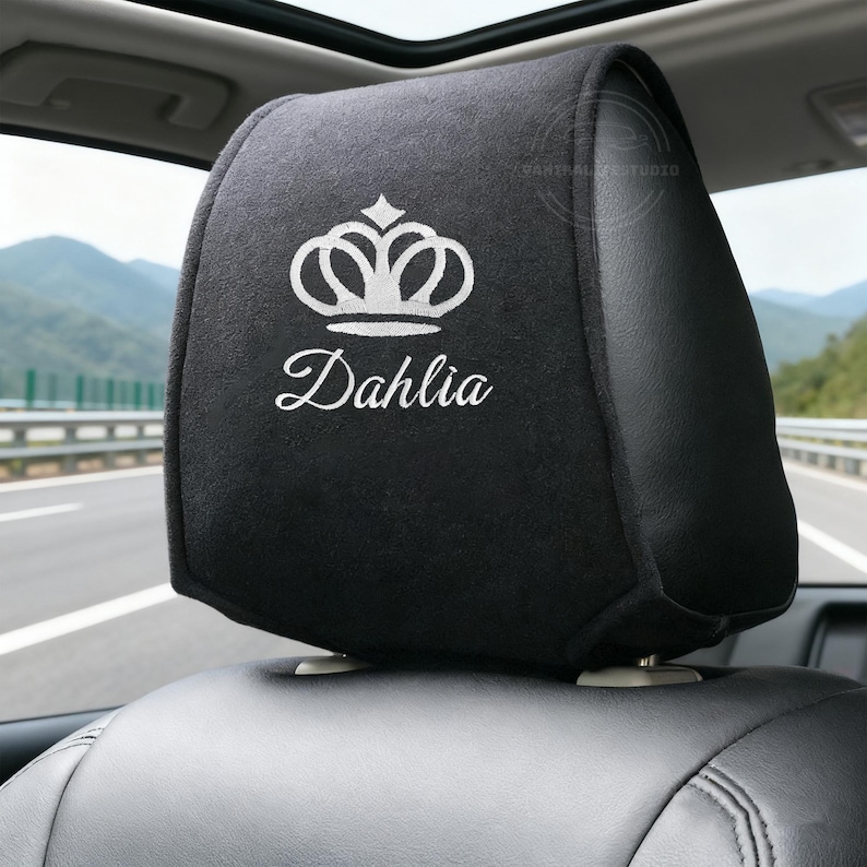 Custom Car Headrest Cover, Embroidered Headrest Cover, Car Headrest ...