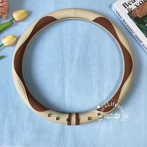 Retro Fashion Beige Brown Steering Wheel Cover,custom Text Four Seasons ...
