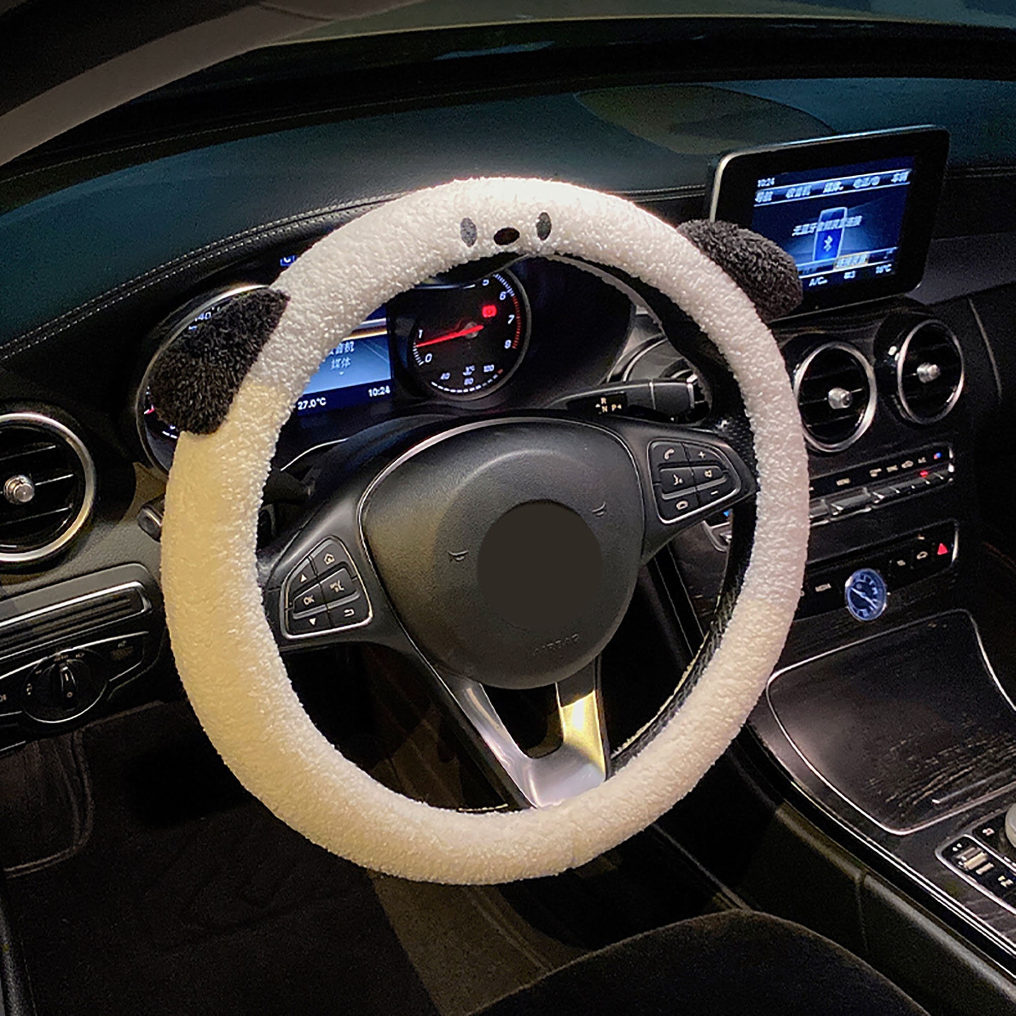 Kawaii Black White Plush Puppy Steering Wheel Cover Cute - Etsy