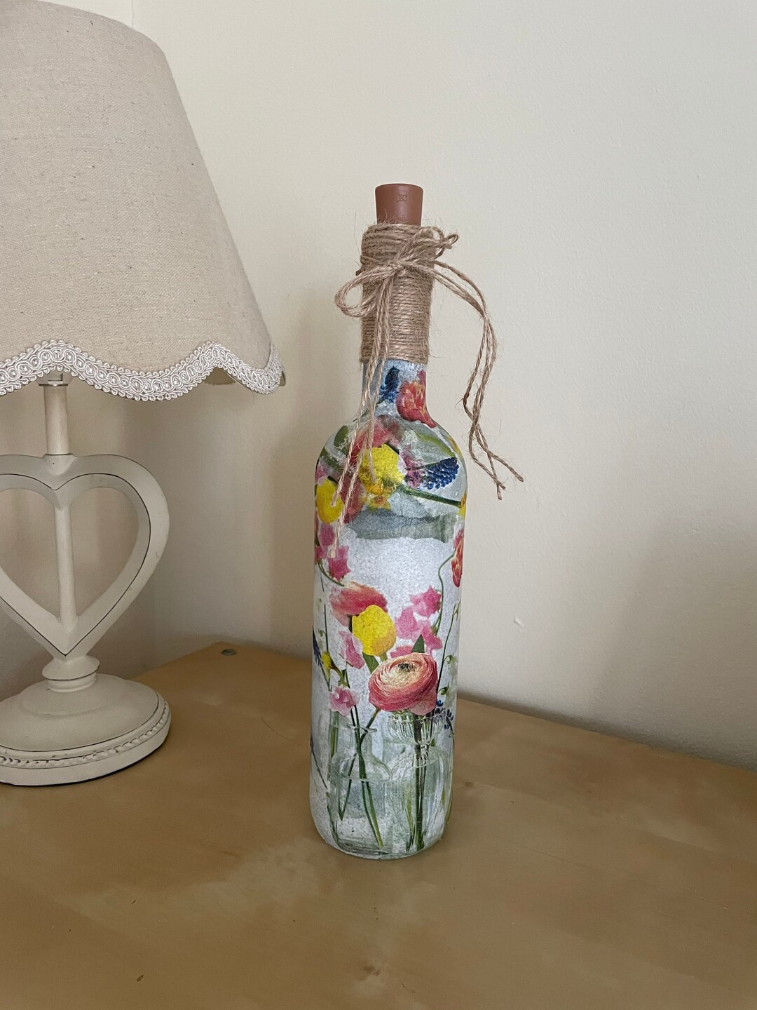 Bottle luminary vase of flowers design - Etsy Österreich