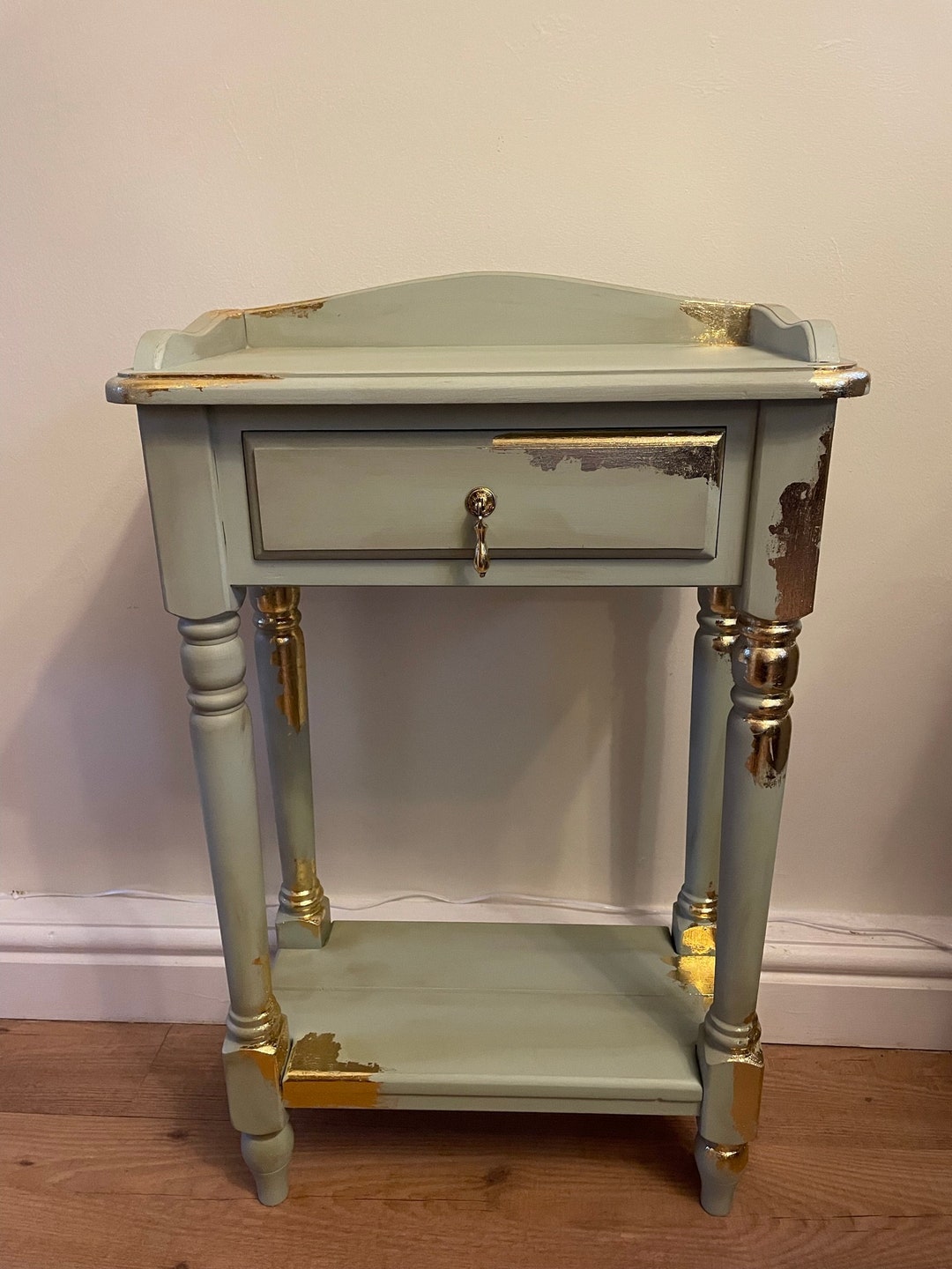 Sage Green Console Table Hallway Gold Leaf - Etsy